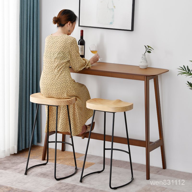 !工廠直銷！吧台桌 實木高腳桌子 家用吧台圓桌 創意簡約吧檯桌組合 靠墻長條桌 酒吧檯 奶茶咖啡廳桌椅 洽談桌椅 | 蝦皮購物
