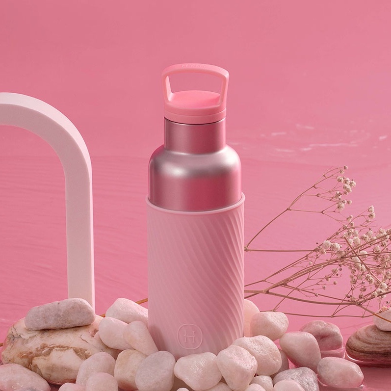 【2件9折】美國 HYDY 時尚不銹鋼保溫水瓶 480ml 珠光粉瓶 (水波紋櫻花粉) 保冷瓶 水壺 交換禮物 | 蝦皮購物