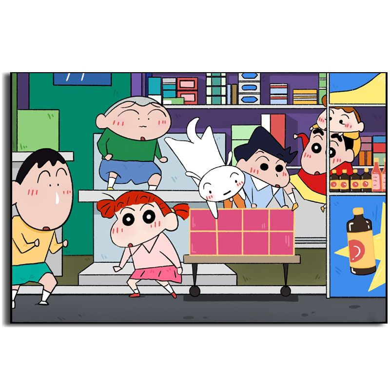 MOZI 新店+特價 蠟筆小新數字油畫diy40cm*50cm無框手工卡通填充手繪丙烯畫可愛系填色畫數字畫家居裝飾 | 蝦皮購物