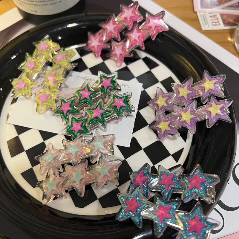 Y2k千年甜美酷少女細閃大氣星星髮夾側劉海鴨嘴夾側夾髮飾 | 蝦皮購物
