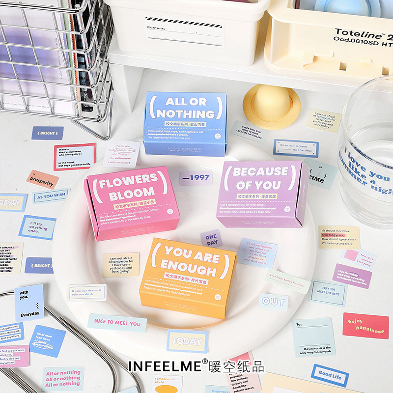 Ohaya 100 pcs 咬文嚼字 文字貼紙 可愛裝飾貼紙 diy手賬日記裝飾素材貼 封口貼 | 蝦皮購物