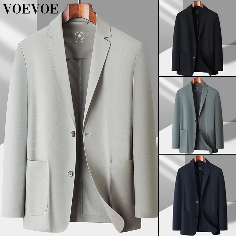 VOEVOE薄西裝外套男 夏天防曬西裝 垂感免燙商務休閒西裝外套 高檔男士西裝 冰絲涼感無痕西服 彈性速乾工作西裝 單西 | 蝦皮購物