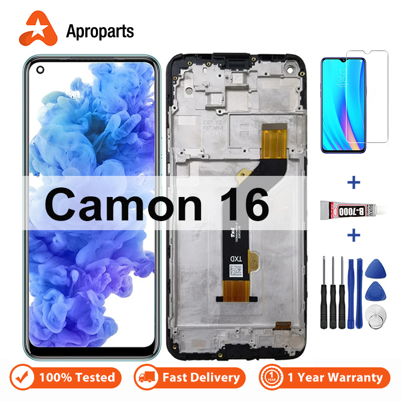 用於 Tecno Camon 16 CE7 CE7j CE9h 顯示屏觸摸屏數字化儀組件的 LCD 帶框架更換 | 蝦皮購物