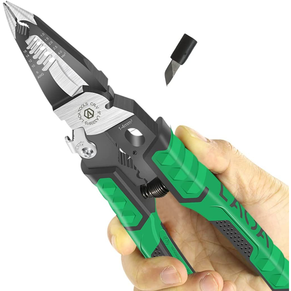 LAOA 9 合 1 電工鉗多功能尖嘴鉗用於剝線電纜剪端子壓接手動工具剪線鉗 | 蝦皮購物