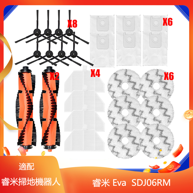 睿米 Roidmi Eva SDJ06RM 主刷 邊刷 濾網 拖布 抹布 集塵袋 睿米掃地機器人配件 掃拖機器人配件 | 蝦皮購物