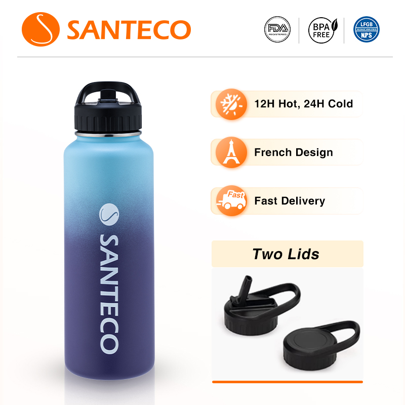 Santeco SOLUND Outdoor 24oz/40oz/60oz 帶兩個蓋子的飲料瓶,真空瓶,保溫瓶,保持涼爽 | 蝦皮購物