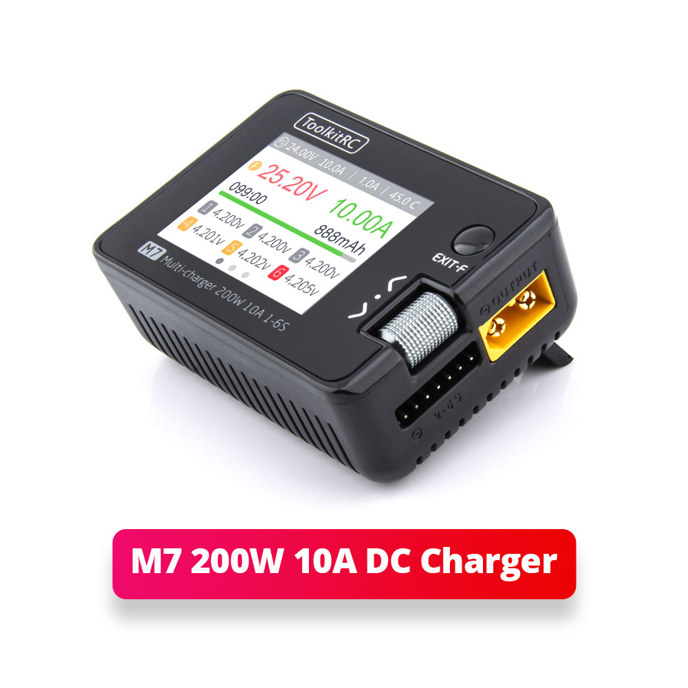 ToolkitRC M7 200W 10A 平衡充電器放電器,帶 ADP100,適用於 1-6S 鋰電池電壓伺服檢查器接 | 蝦皮購物