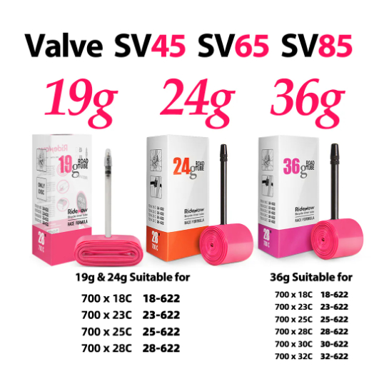 Ridenow 19g 24g 36g 超輕自行車內胎公路自行車 TPU 材料法國氣門 45mm 65mm 85mm 長 | 蝦皮購物