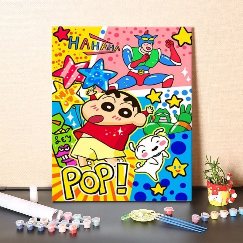 Drofe-油畫-蠟筆小新-卡通圖片-diy數字繪畫-数字油画-禮物-30x40cm 40x50cm | 蝦皮購物