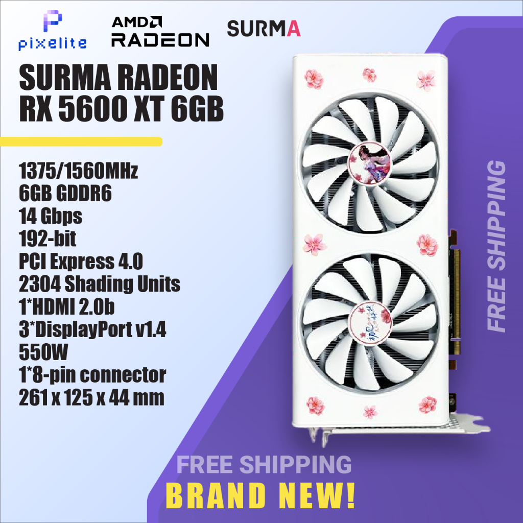 全新白色 GPU RX 5600 XT 6GB AMD 顯卡 grafik 卡 | 蝦皮購物