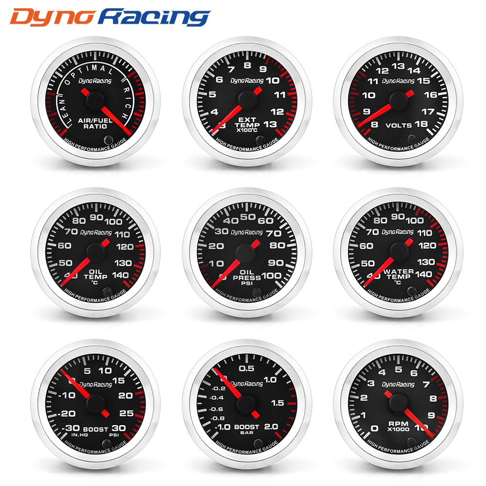 Dynoracing 52mm 12V 汽車渦輪增壓水溫表油溫表油壓表轉速表 RPM電壓表空燃表 7色背光 | 蝦皮購物