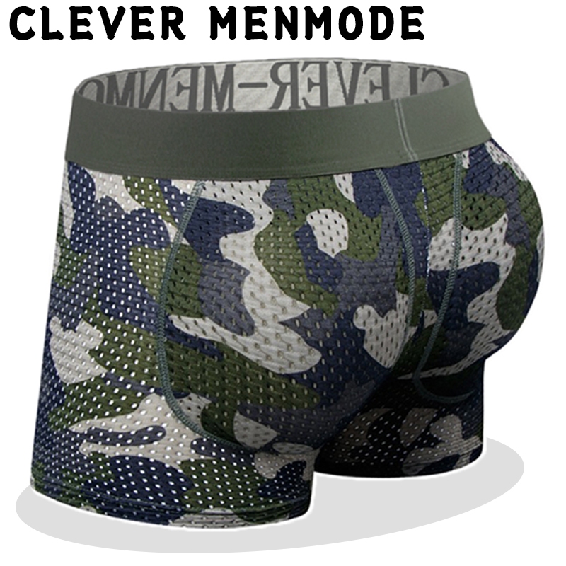 【CLEVER-MENMODE】性感男士內衣薄款網眼提臀平角內褲加厚加臀墊假臀臀透氣內褲 | 蝦皮購物