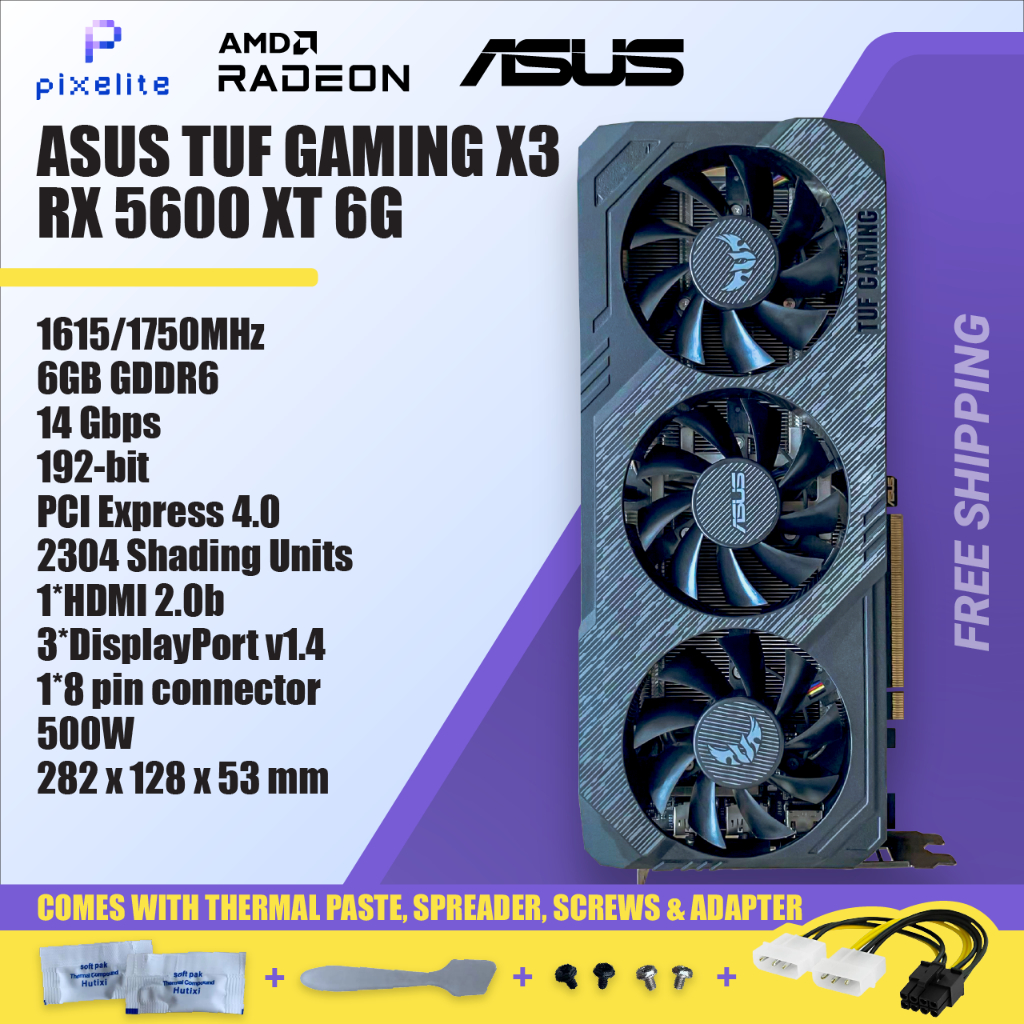 二手華碩 RX 5600 XT 5600XT 6G 6GB GDDDR6 AMD 顯卡顯卡 GPU RX5600 560 | 蝦皮購物