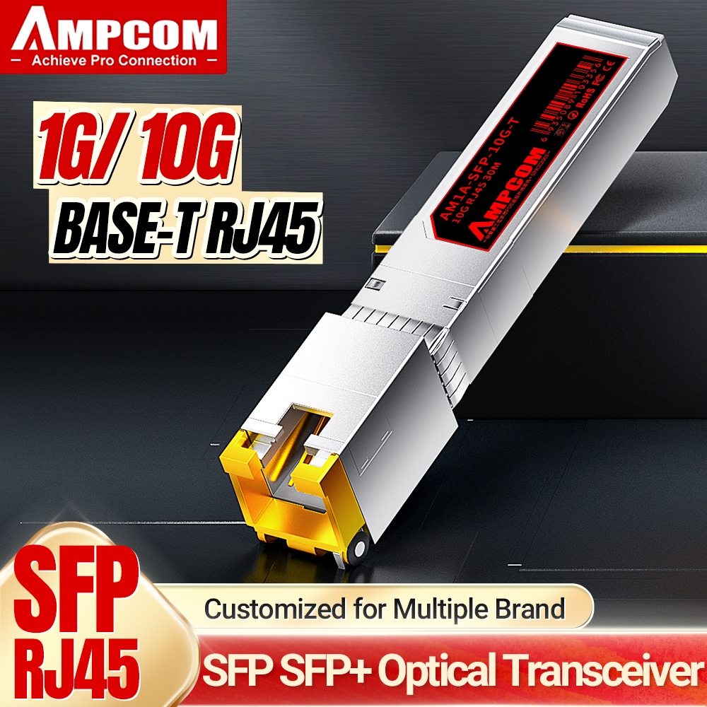AMPCOM 1.25G 和 10G RJ45 以太網銅 SFP 收發器,RJ45 轉 SFP+ 光纖模塊收發器:CAT | 蝦皮購物