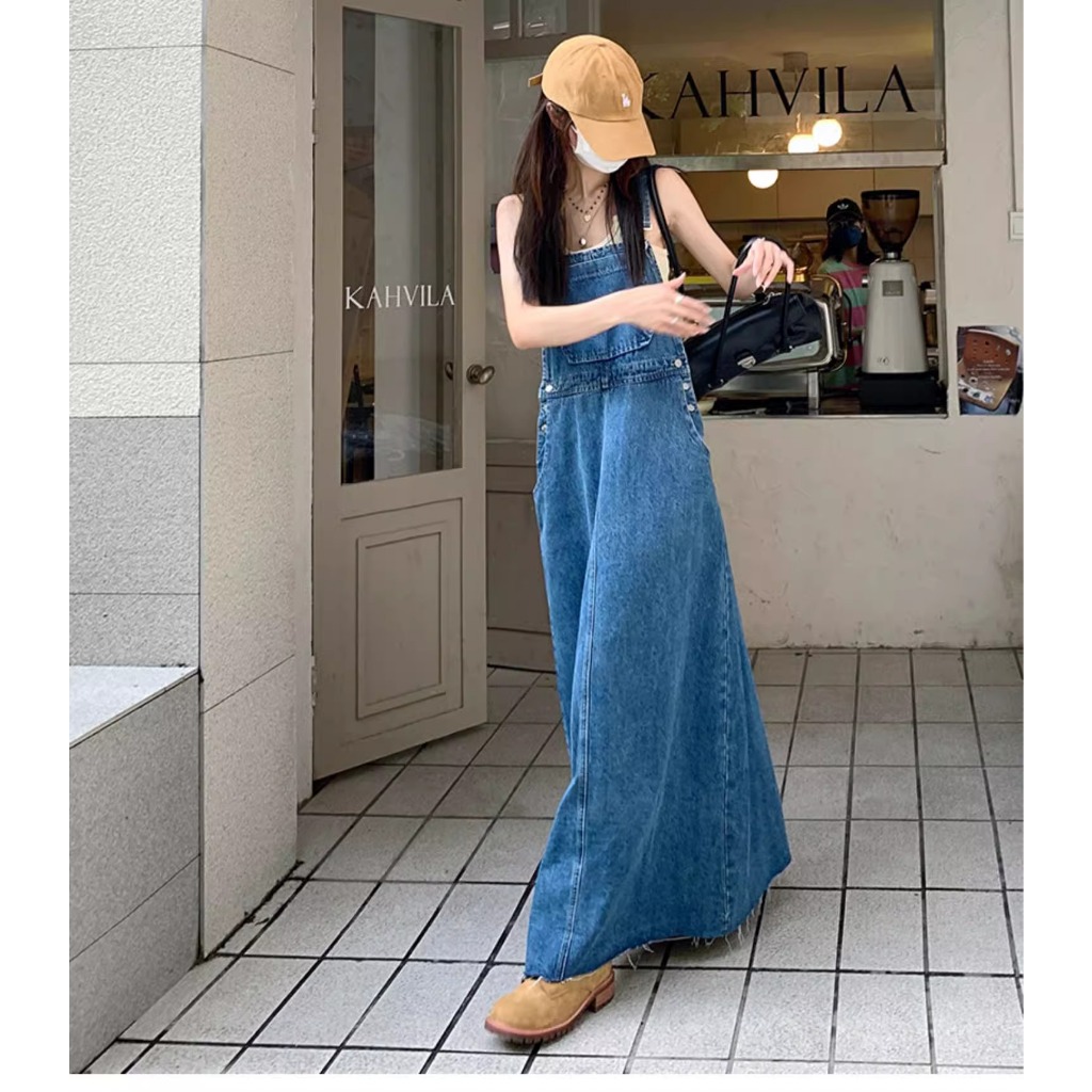 牛仔吊帶裙S-5XL現貨實拍2024新款胖mm大尺碼復古減齡揹帶牛仔長裙女生寬鬆韓版顯瘦洋裝 | 蝦皮購物