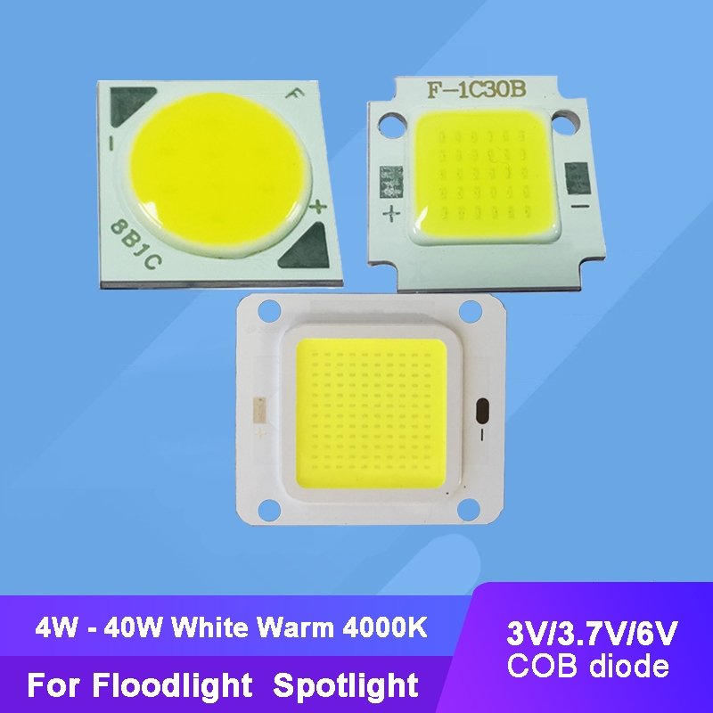 輸入 3V 3.7V 6V 4W - 40W 暖白 4000K LED COB 燈 + 方形基板 | 蝦皮購物