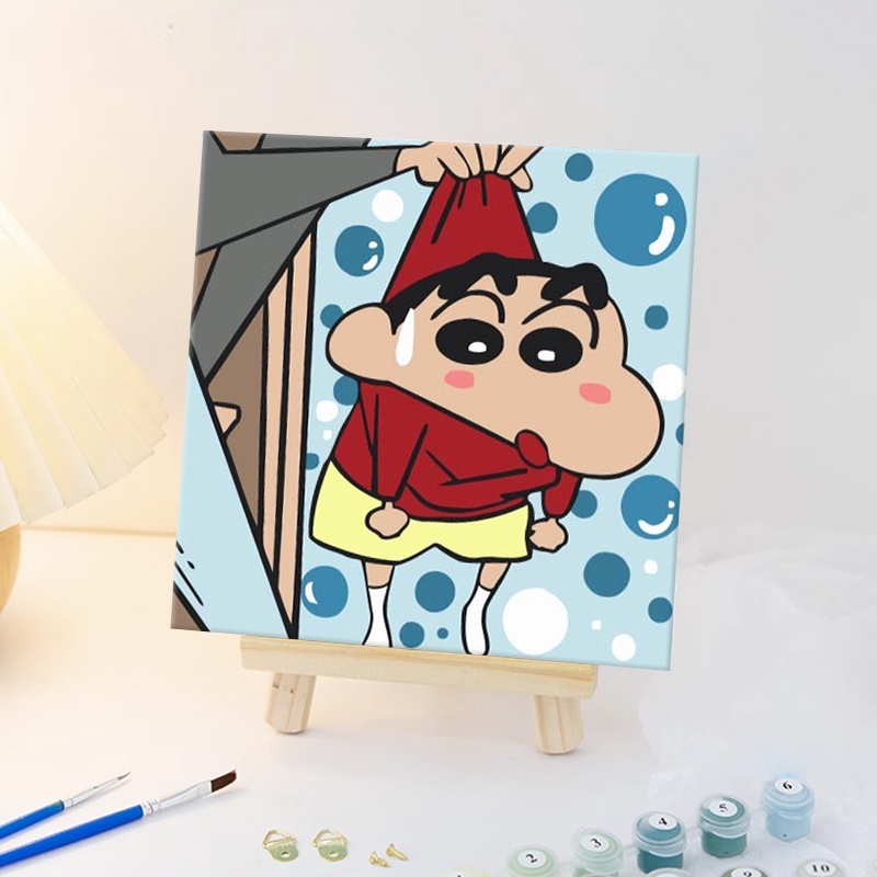 『Smile』數字油畫diy 蠟筆小新 三麗鷗 20*20cm 卡通動漫人物 diy填色兒童油畫手工油彩畫填充油彩畫 | 蝦皮購物