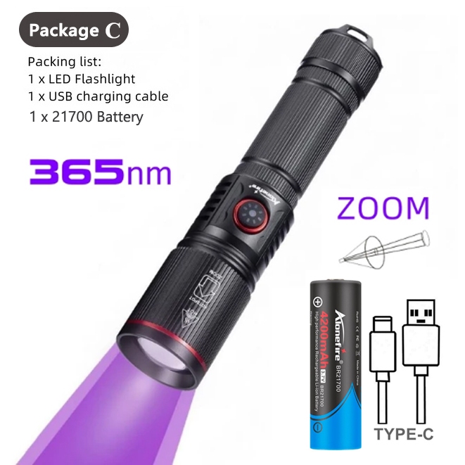 Alonefire 20W 大功率變焦紫外線 LED 手電筒 365nm/395nm 隱形墨水標記貓狗尿癬礦石錢熒光燈 | 蝦皮購物