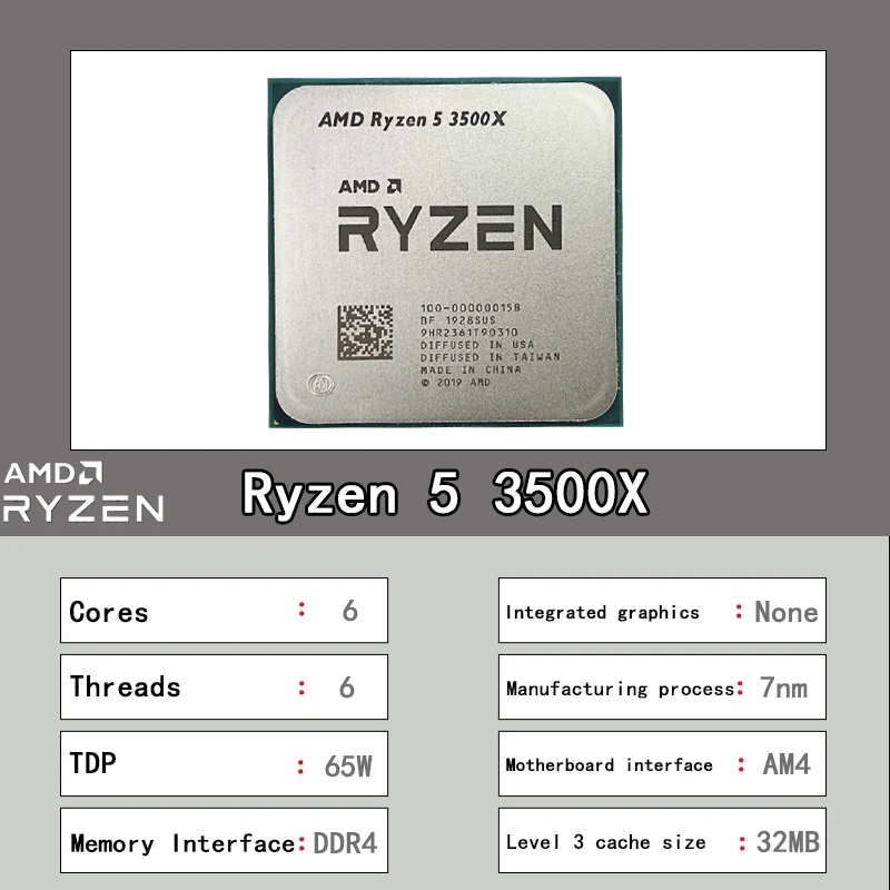 Amd銳龍5 3500X R5 3500X 3.6GHz 六核六線程CPU處理器 7NM 65W L3=32M 100- | 蝦皮購物