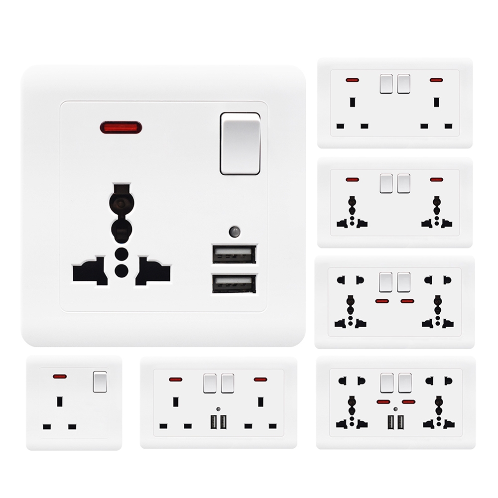 Viswe 插座 開關 usb type c PC 面板1/2/3/4Gang 3pin 英國標準 86*86mm 白金 | 蝦皮購物
