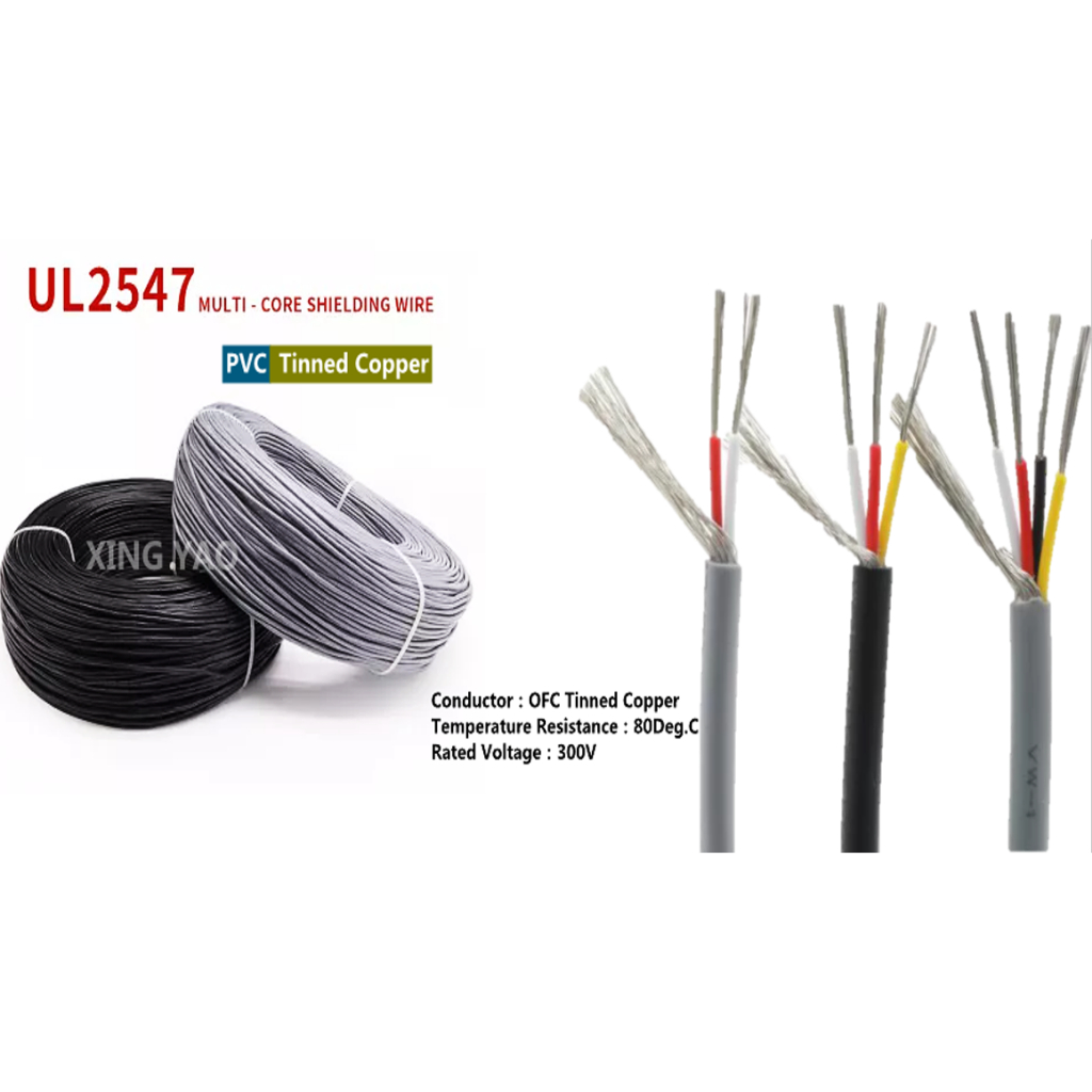 100 米 UL2547 屏蔽電纜 24AWG 2/3/4 芯 PVC 絕緣鍍錫銅電纜多芯信號屏蔽線 | 蝦皮購物