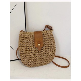【Dodo Bag】簡約小飛象皮扣手工草編包 休閒百搭小方包 斜背包 手工編織包 草包 側背包 | 蝦皮購物
