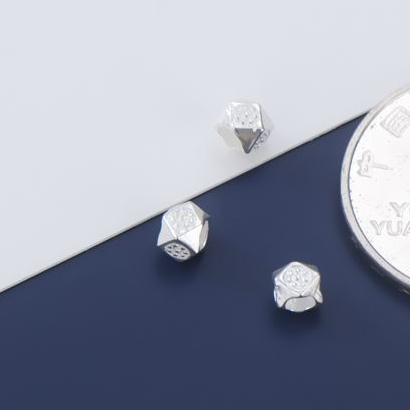 滿10送1顆 S925純銀散珠4mm左右切面多邊形串珠DIY編繩手鍊項鍊隔珠配件 diy手作材料珠 散珠 隔珠 銀 di | 蝦皮購物