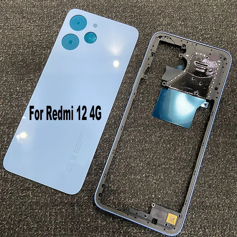 XIAOMI 適用於小米 Redmi 12 4G 後電池蓋後殼外殼 + 中框 + 前液晶邊框擋板 23053RN02A | 蝦皮購物