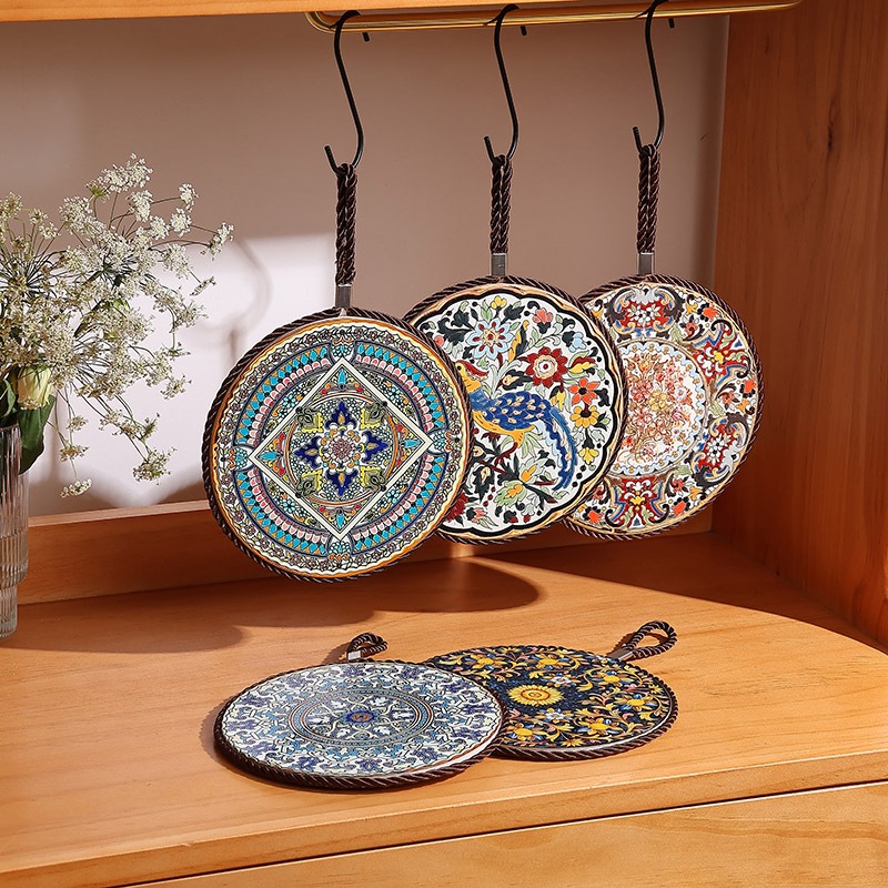 【千千】復古 隔熱墊 耐高溫 砂鍋 防燙墊 琺琅鍋墊子 陶瓷 新中式 餐桌 防滑餐 盤墊 | 蝦皮購物