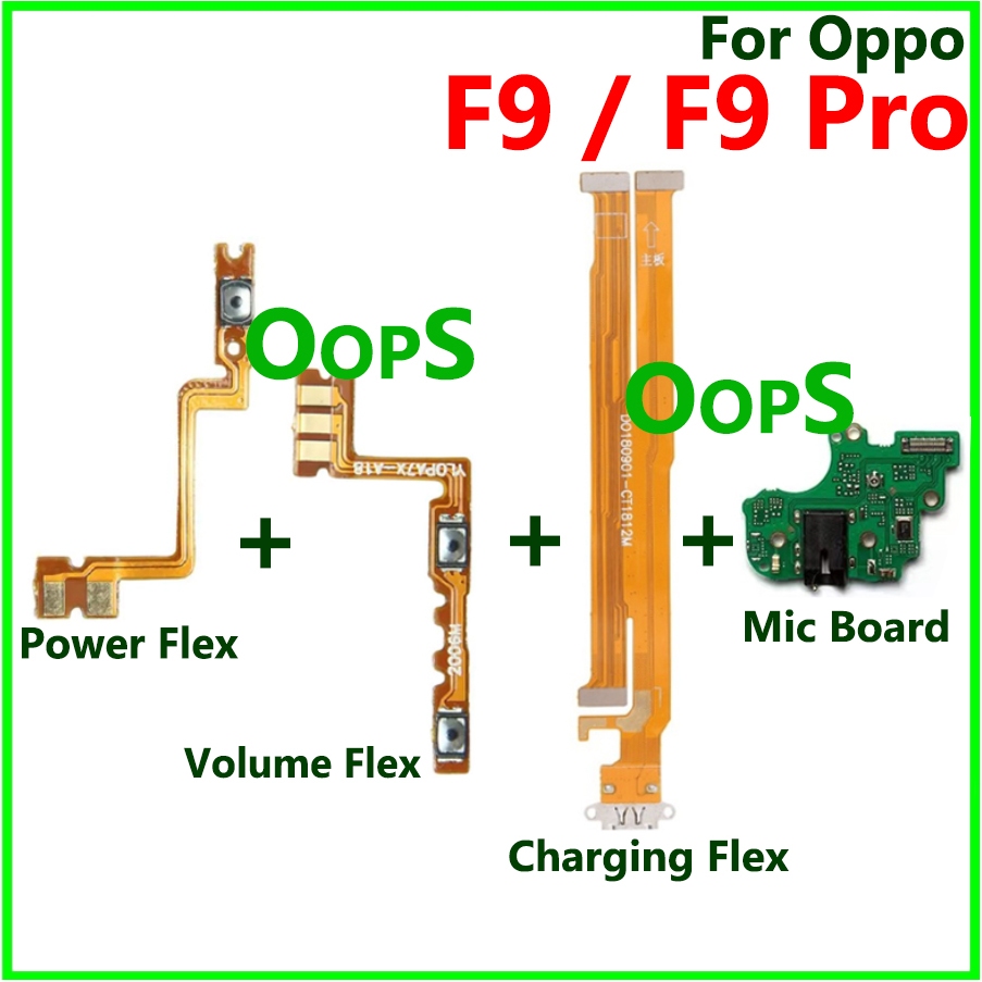 適用於 Oppo F9 / F9 Pro 手機電源音量開關 Flex USB 充電板麥克風音頻插孔排線 | 蝦皮購物