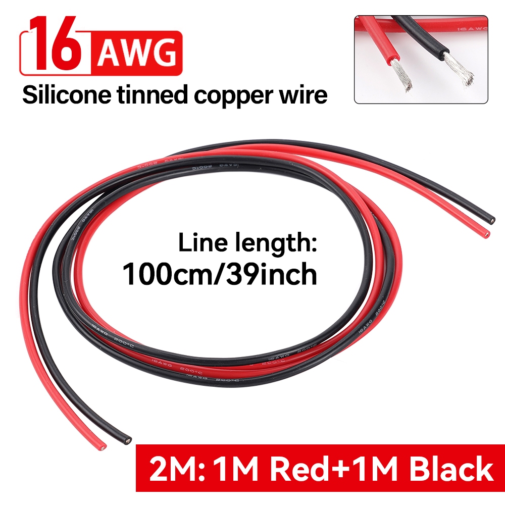 電線矽膠電纜 16AWG 1 M 紅色和 1m 黑色高品質彩色電纜 WS2812 WS2811 RGB 電池電纜和連接器 | 蝦皮購物
