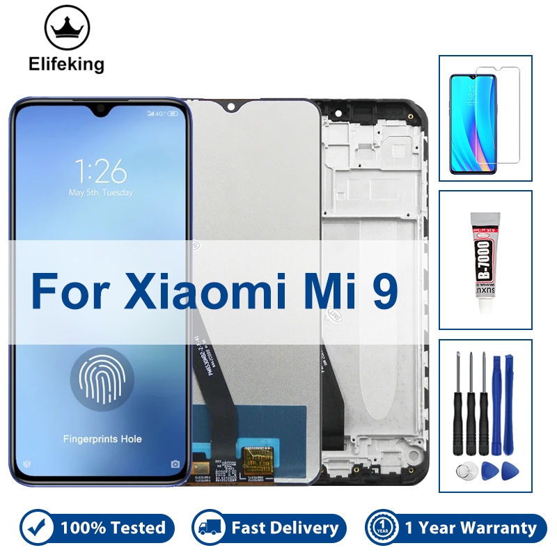 XIAOMI MI 100% 測試 LCD 適用於小米 Mi 9 M1902F1G 顯示屏觸摸屏數字化儀組裝部件,帶免費 | 蝦皮購物
