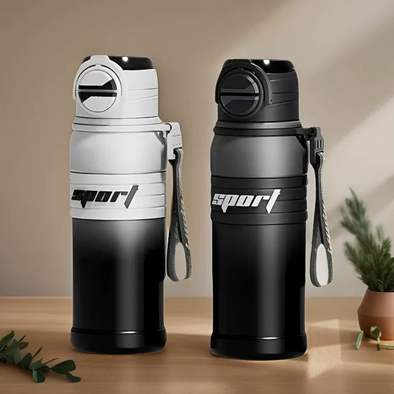 680ml 雙層不銹鋼 316 運動保溫瓶帶吸管健身房健身熱水瓶咖啡茶旅行不倒翁 | 蝦皮購物