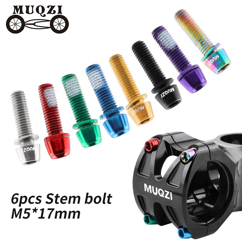 Muqzi 6 件把立螺栓 M5x17mm 自行車車把把立螺絲帶墊圈 MTB 公路自行車把立立管螺絲 | 蝦皮購物