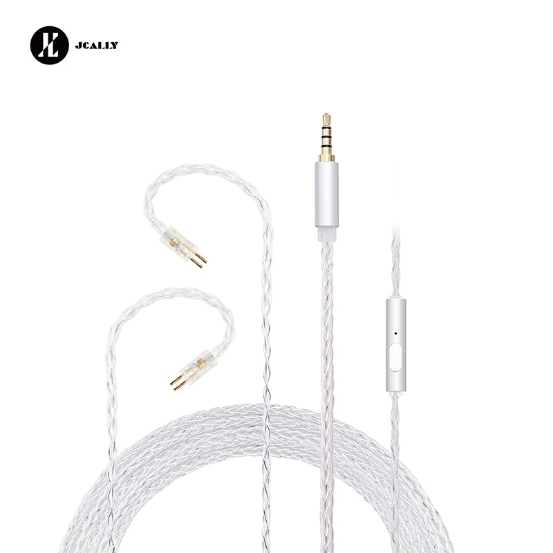 Jcally JC08S 5N 8芯鍍銀HIFI升級線帶MIC 3.5mm插頭/2Pin 0.78 適用於KZ TFZ | 蝦皮購物