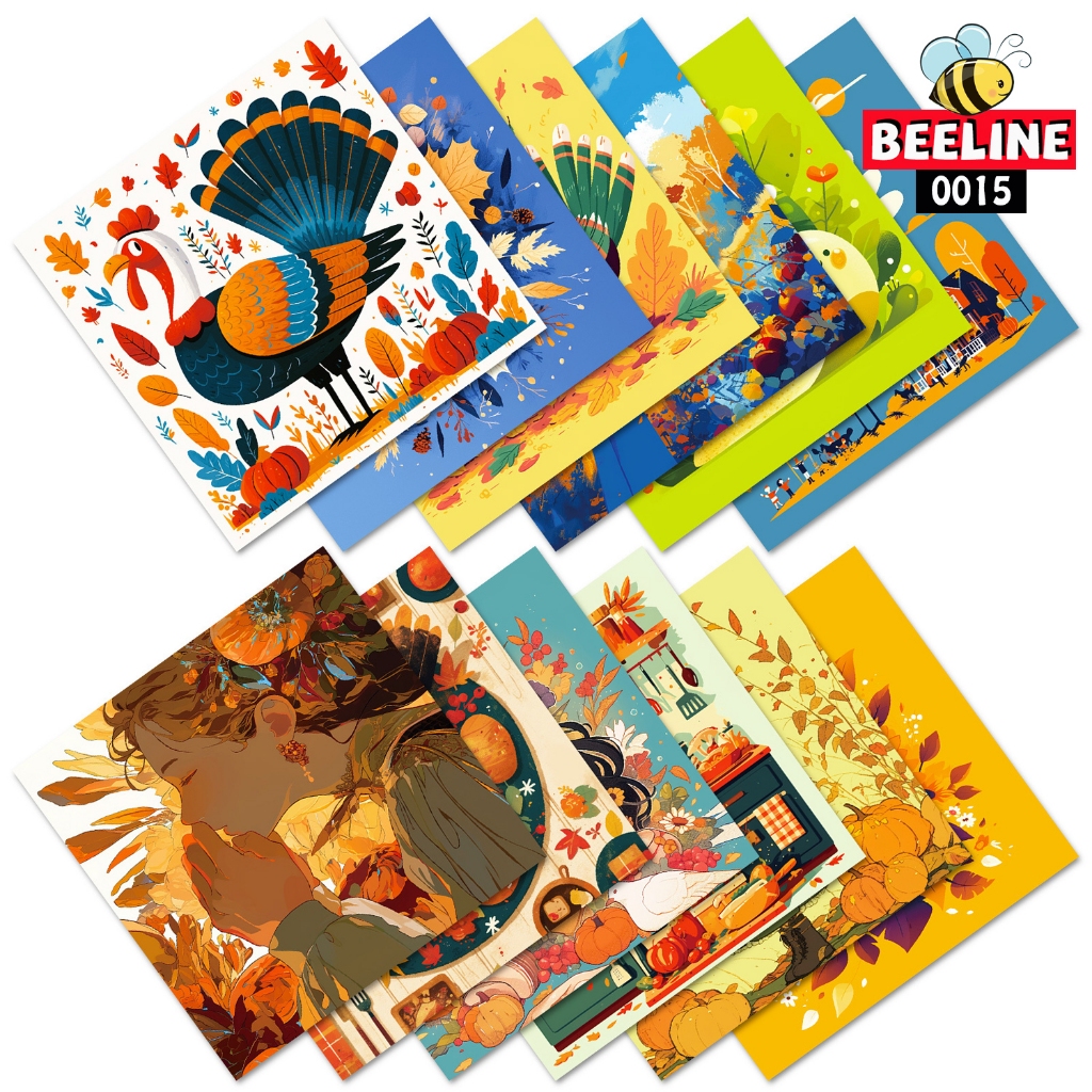 Beeline 感恩節素材紙 手作紙 折紙 手帳裝飾紙 背景紙 美編紙 美勞材料 水彩秋天圖案紙 15x15cm | 蝦皮購物