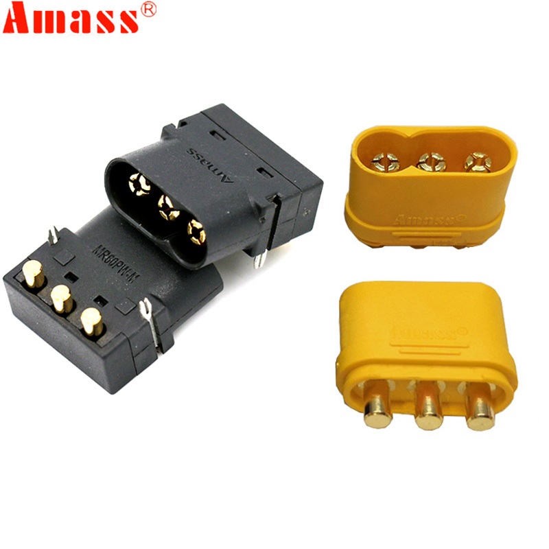 5 對 Amass MR60PW 公 MR60 母插頭三芯鍍金 ESC 電機連接器用於遙控飛機電池無人機汽車 | 蝦皮購物