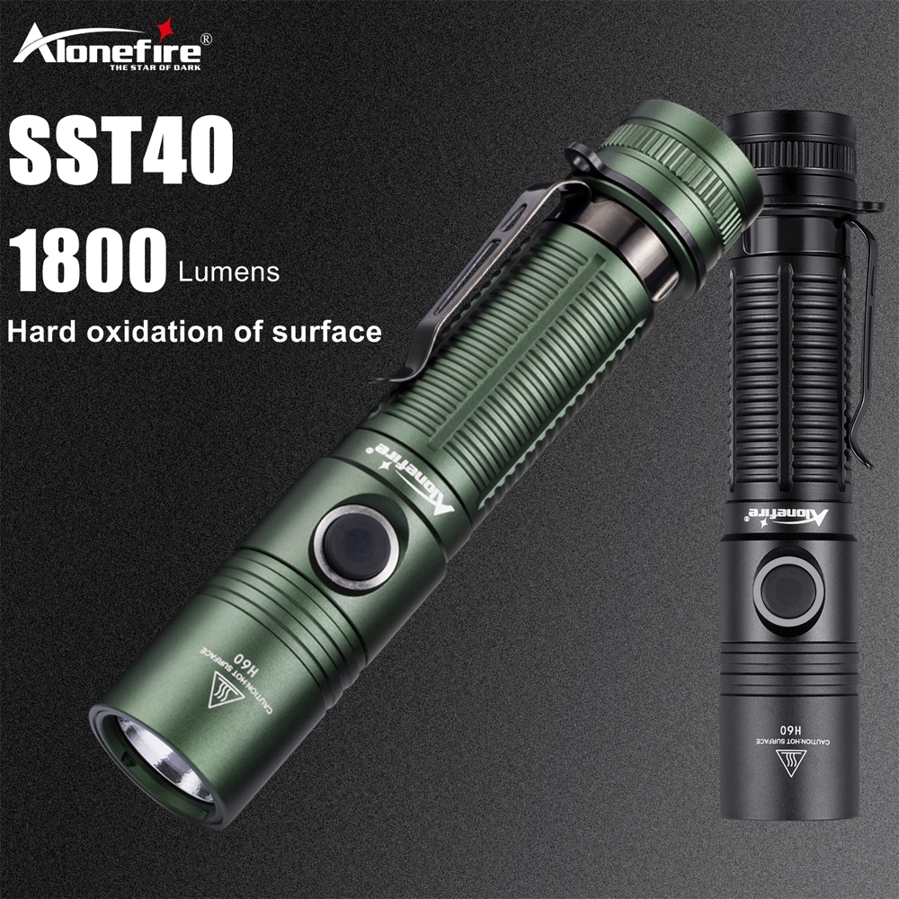 Alonefire H60 高亮功率 SST40 LED 手電筒 1800LM USB 充電戶外遠足野營釣魚應急燈手電筒 | 蝦皮購物