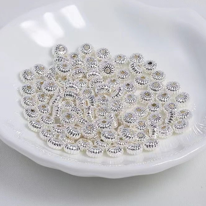 滿10送1顆 s925銀 14K包金保色5*3mm扁瓜珠車輪珠南瓜珠diy手工飾品配件串珠隔珠散珠 diy手作材料珠 | 蝦皮購物