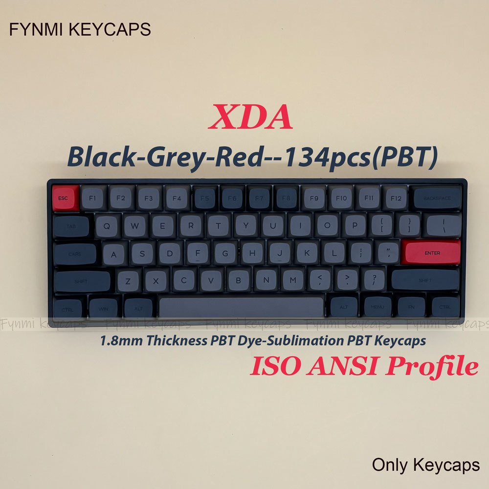 Fynmi ISO ANSI XDA 黑色灰色紅色 PBT 染料昇華 XDA 機械鍵盤鍵帽 | 蝦皮購物
