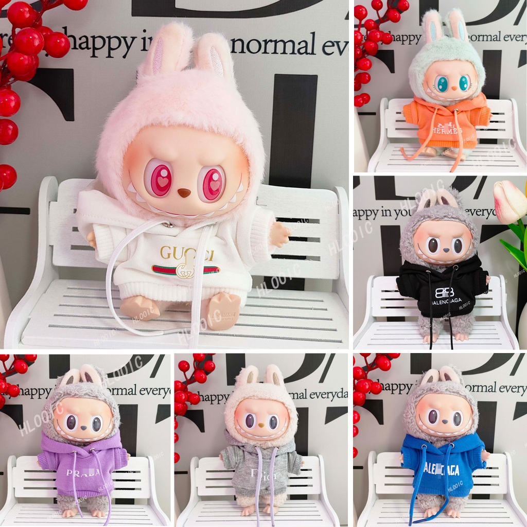 15cm 17cm Labubu 衣服 Labubu V1 V2 有座馬卡龍帽衫 Lilla 招財貓寶奧露露豬公仔配件包 | 蝦皮購物