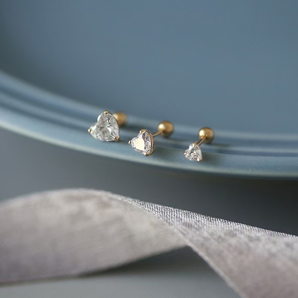 莫桑石螺紋耳釘 S925 純銀 14K 鍍金 | 蝦皮購物