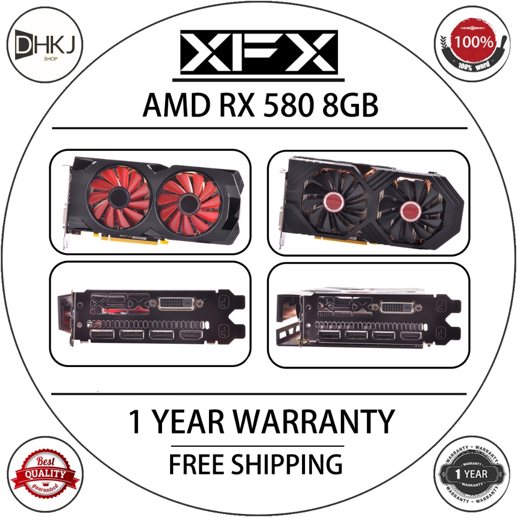 二手 XFX AMD RX 580 8GB RX 580 4GB 顯卡 GDDR5 256bit 遊戲卡台式電腦 GPU | 蝦皮購物