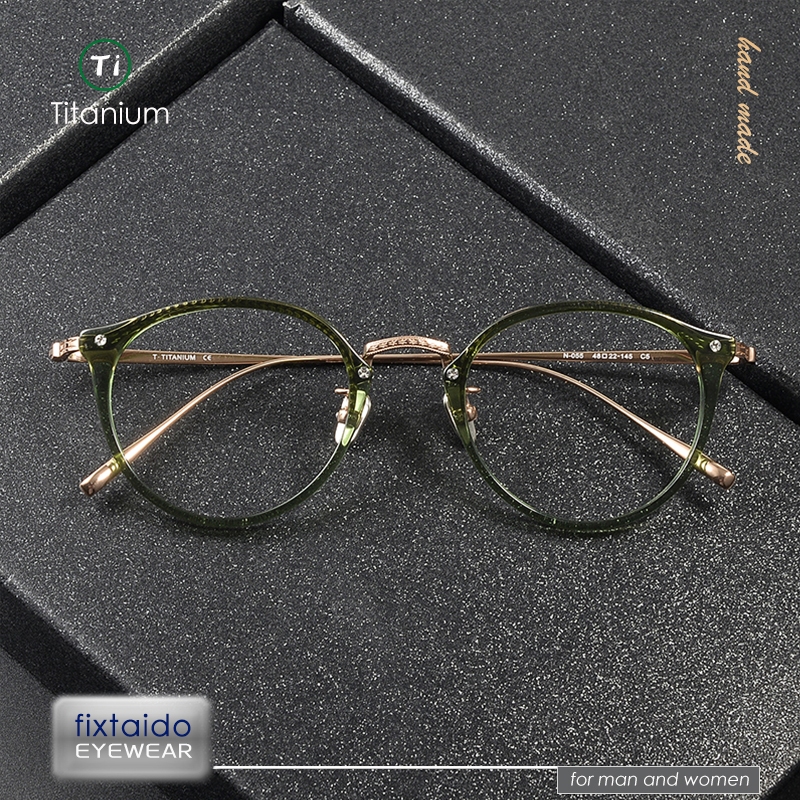Naito design 日本複古手工醋酸鈦眼鏡框,雕刻鏡腿,梨形小號女款,N-055 | 蝦皮購物