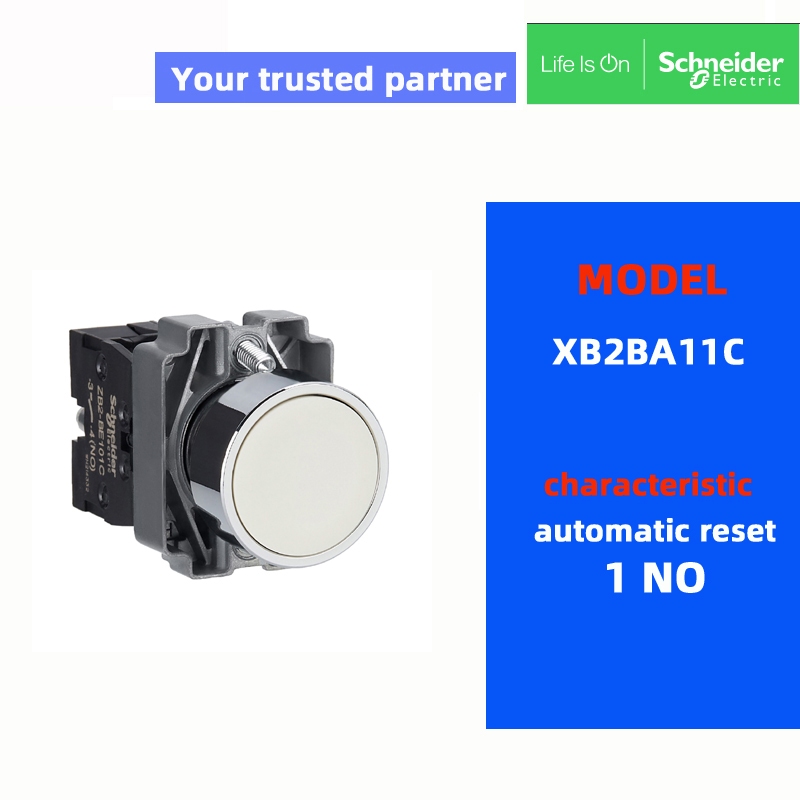 施耐德按鈕 XB2BA11C 白色自複位按鈕 1NO | 蝦皮購物