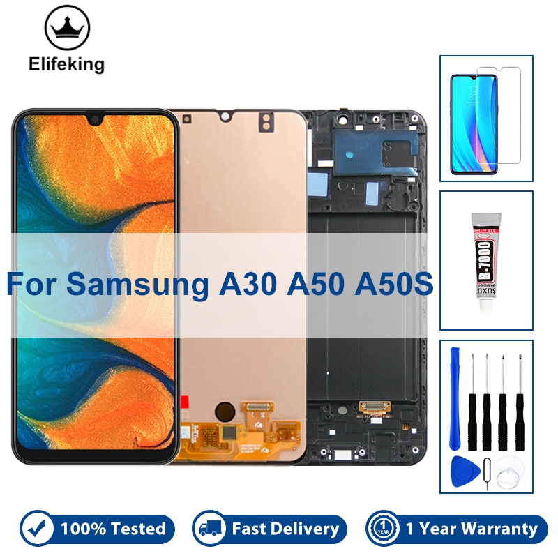 SAMSUNG 適用於三星 Galaxy A30 A50 A50S 顯示屏觸摸屏數字化儀組件 A507 A507 A50 | 蝦皮購物