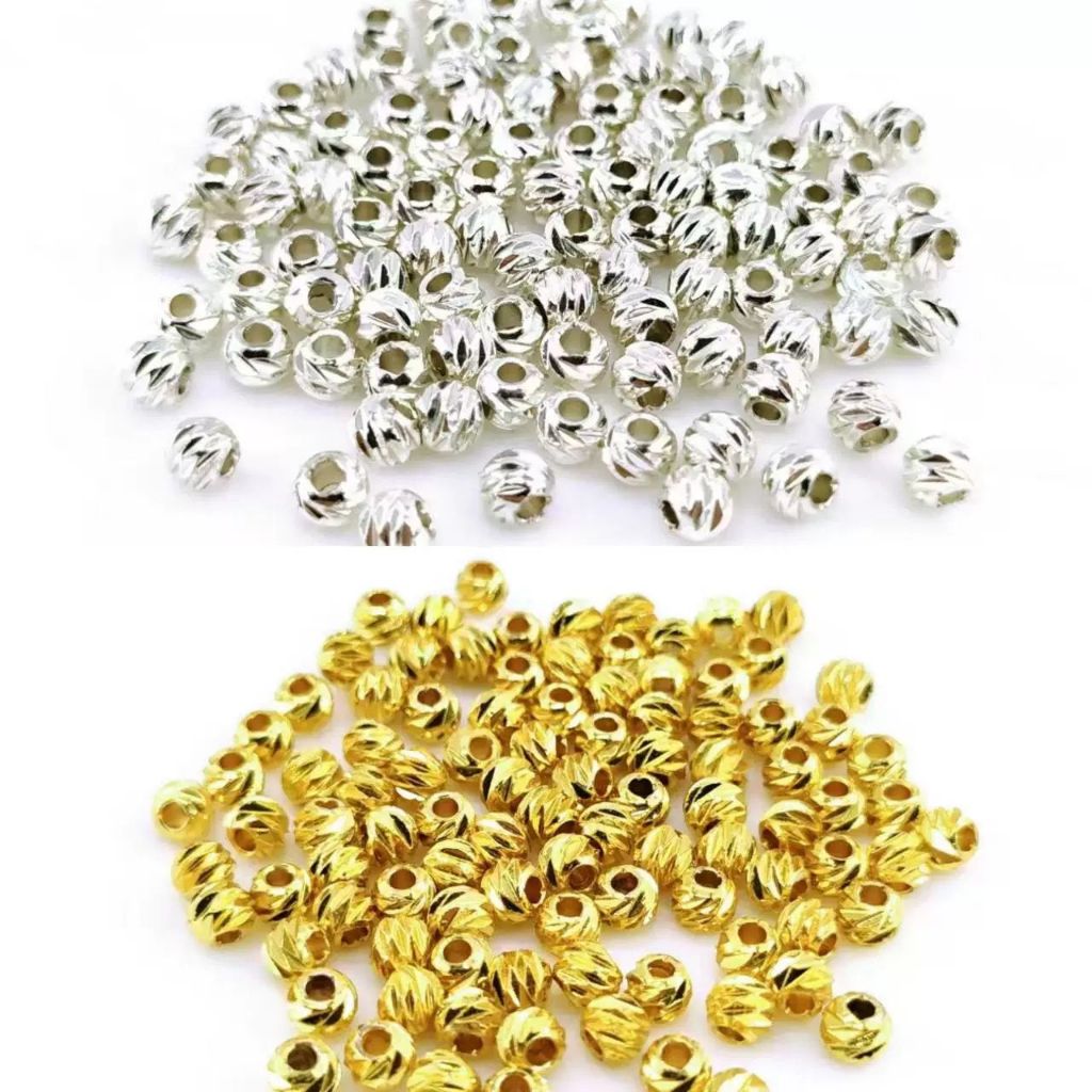 滿10送1顆 s925 18k包金橫切花珠64刀切面保色圓珠 隔珠 diy飾品配件閃面金珠散珠 diy手作材料珠 | 蝦皮購物