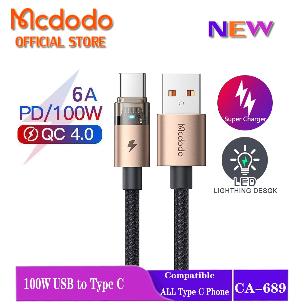 Mcdodo 6A 數據線 100W USB 轉 Type C 快速充電器 USB 數據線適用於華為 P70/Mate | 蝦皮購物