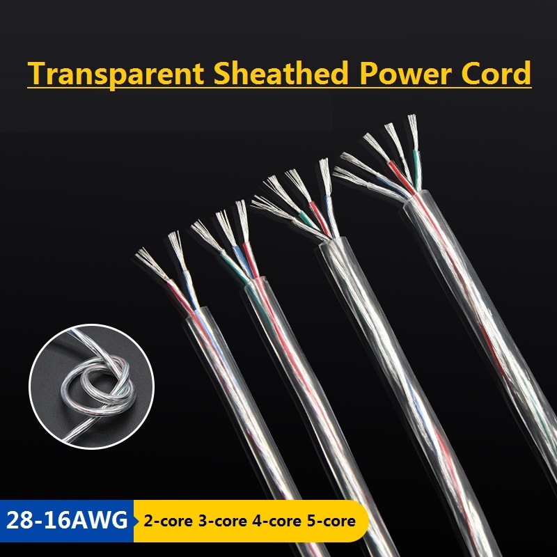透明多芯電源線 LED 多芯線 28AWG-16AWG 鍍錫銅連接線 -3/5/10 米 | 蝦皮購物