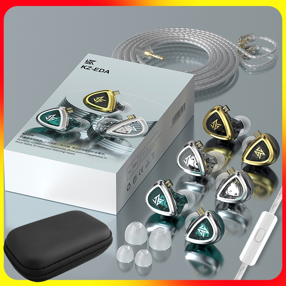 Faaeal KZ EDA 耳機 3 對加盒低音+平衡+高分辨率模式入耳式監聽耳機降噪 HiFi IEM 調諧音樂耳塞 | 蝦皮購物